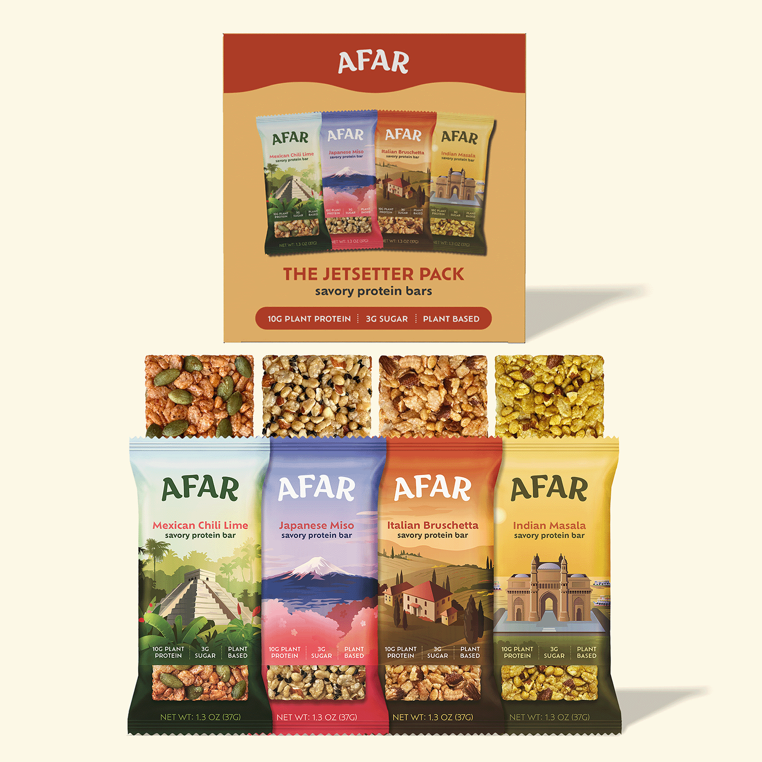 Afar Savory Protein Bar | Low Sugar, Vegan, Gluten-Free | Variety Pack ...