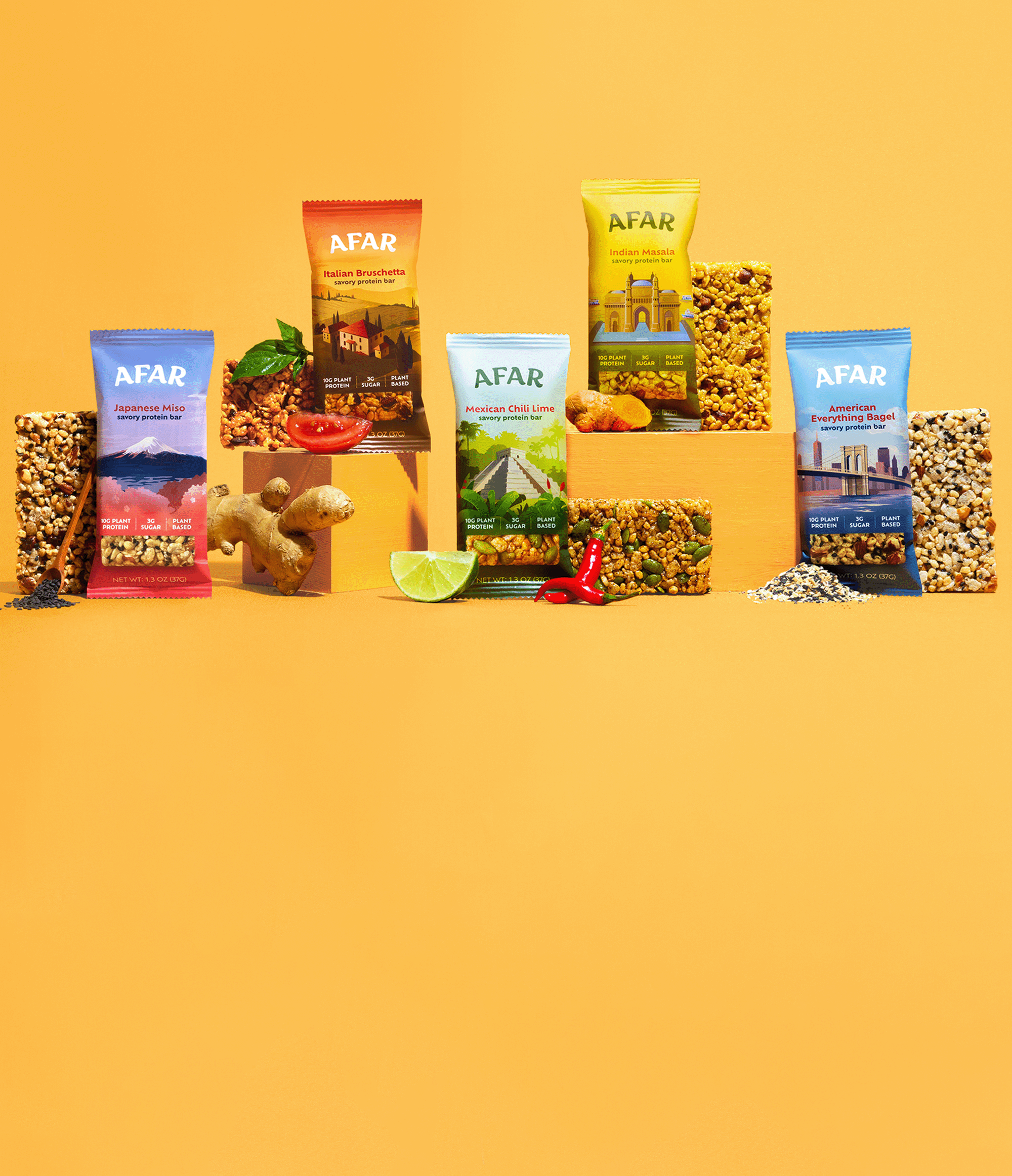 Afar Savory Protein Bars | Low Sugar, High Protein, Vegan, Gluten Free ...